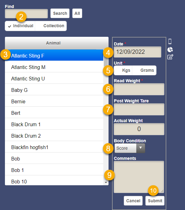 Entering Animal Weights – OERCA | Support