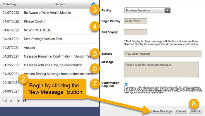 User Messaging – OERCA | Support