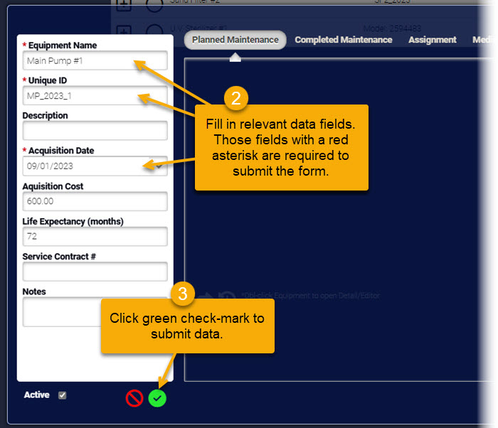 Equipment Management - Add New Equipment – OERCA | Support